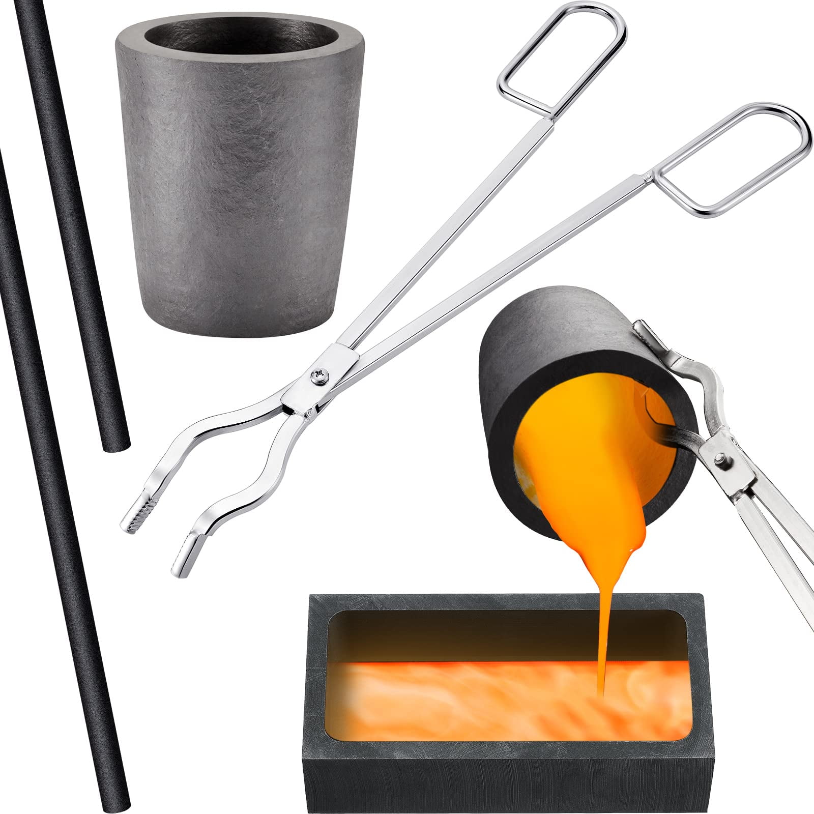5 Pcs Crucible Metal Melting Gold AIS1 Kit, Including 1 Clay Graphite ...