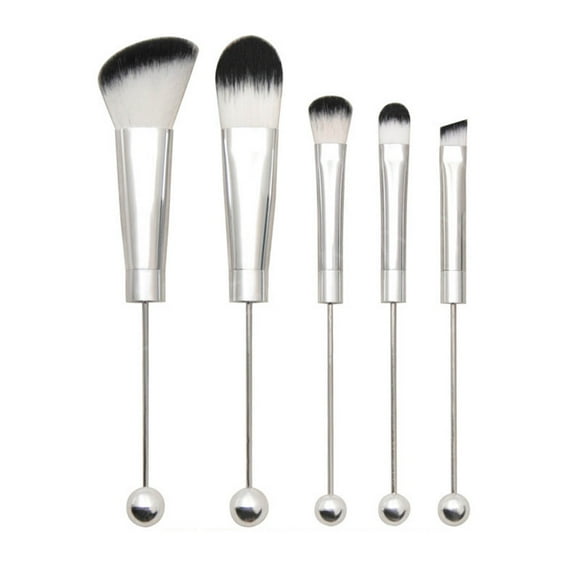 5 Pcs DIY Beaded Makeup Brush Set Metal Handle Eye Makeup Brushes ...