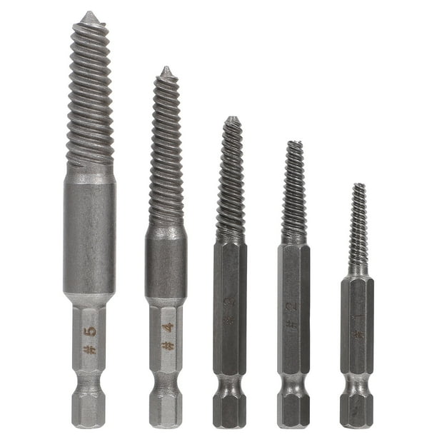5 Pcs Damaged Screws Remover Stripped Screw Removal Tool Screw Extractor Self tapping Suite Bearing Steel