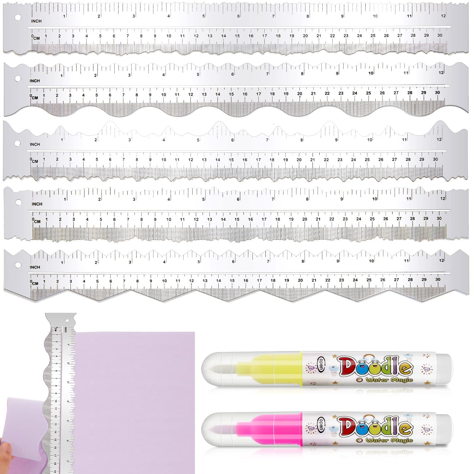 5 Pcs Deckle Edge Ruler Paper Tearing Ruler Craft Ruler for Cutting ...