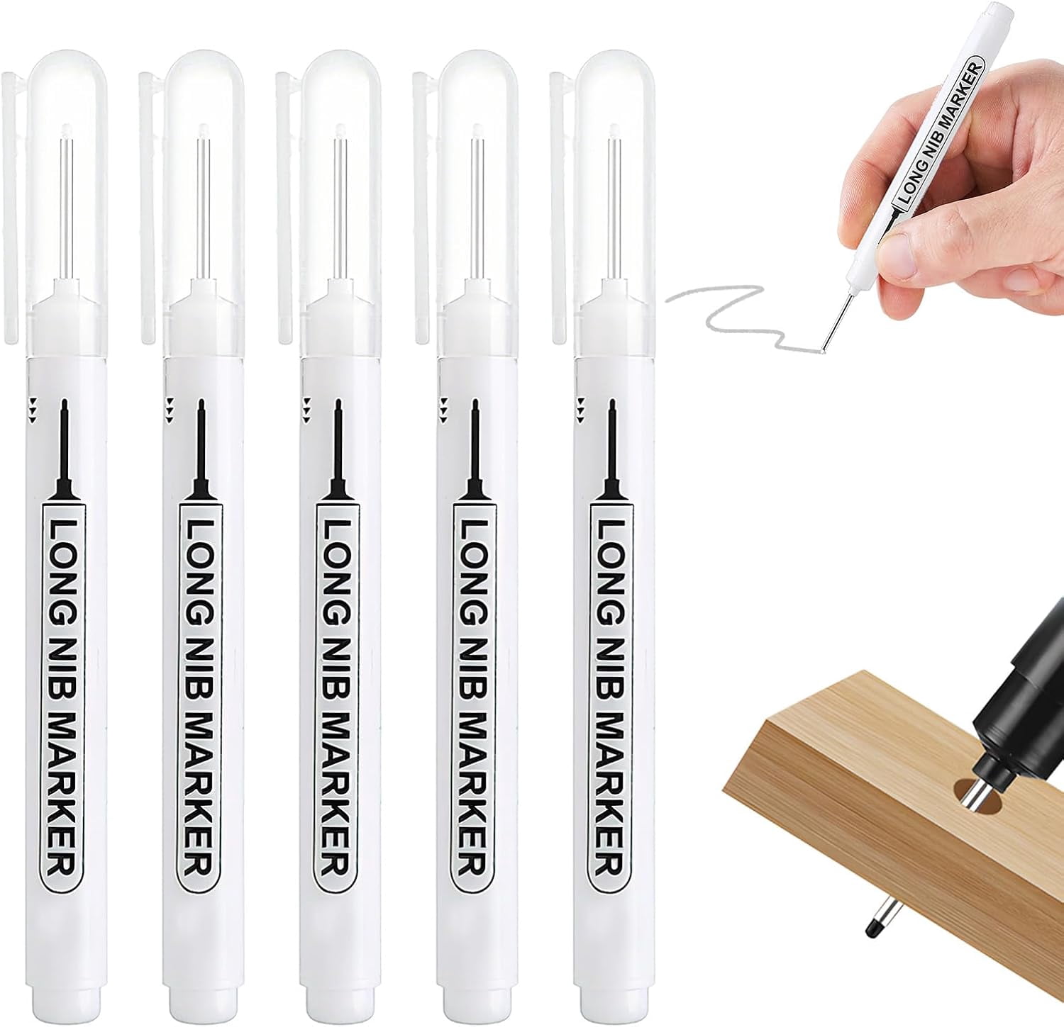 5 Pcs Deep Hole Marker Pens, 2026 New Refillable Ink 20mm Long Head ...