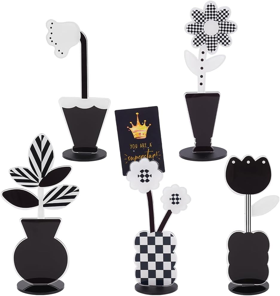 5 Pcs Desk Memo Holder Stand Acrylic Flower Table Photo Display Clips ...