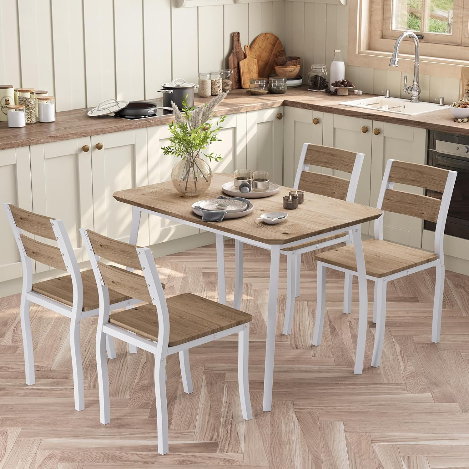 5 Pcs Dining Table Set for 4 Space Saving Kitchen Table with ...