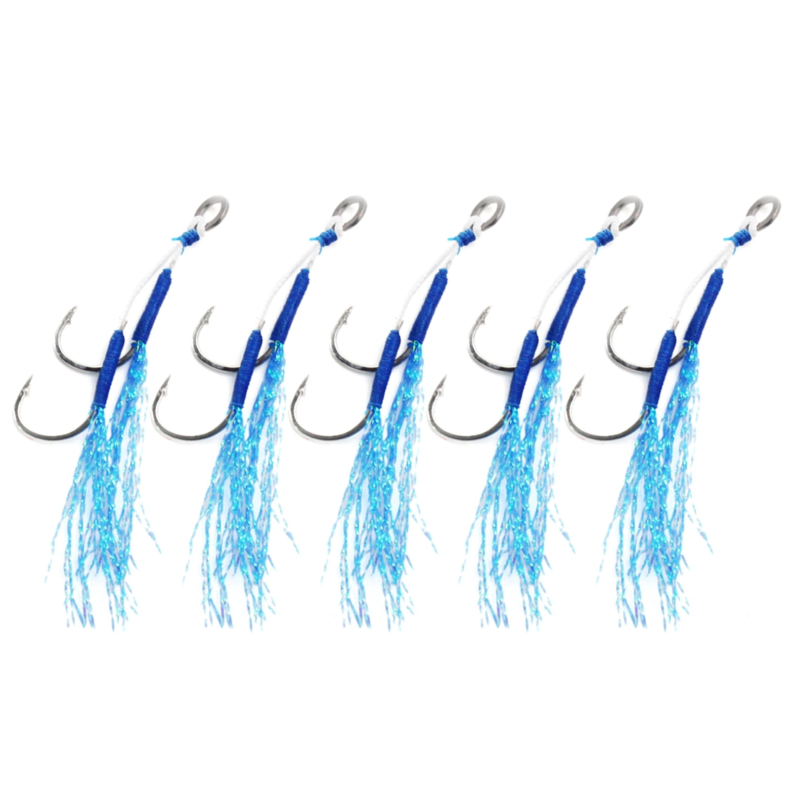 5 Pcs Double Fishing Assist Hooks Kits Jig Assist Glow Hook Slow ...