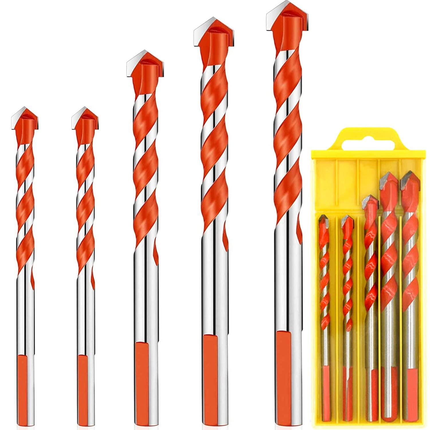 5 Pcs Drill Bit Set for Tile,Glass,Brick,Tile,Concrete,Plastic and Wood ...