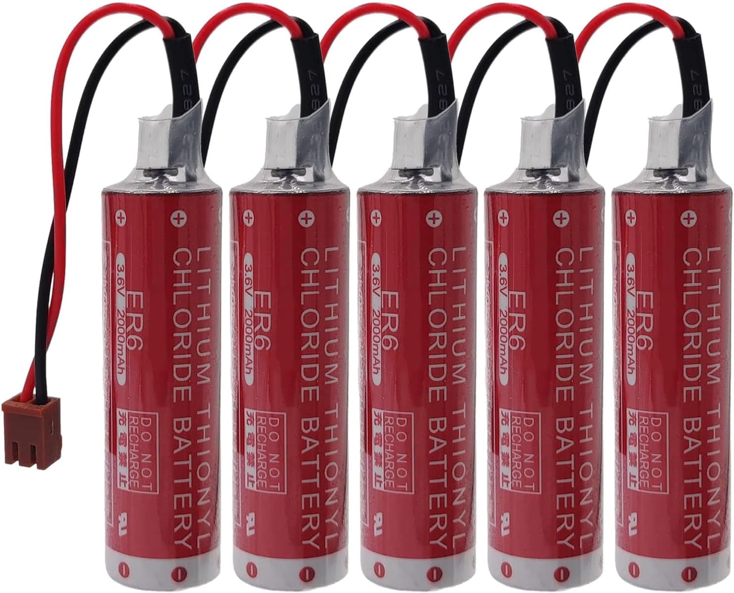 (5-Pcs) ER6 AA 3.6V 2000mAh Lithium ER6BWK67PT Battery with Plug for ...