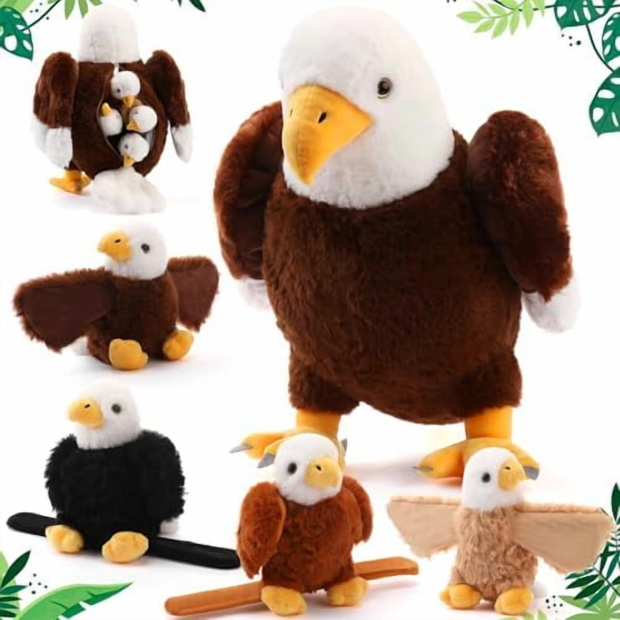 5 Pcs Eagle Stuffed Animal Bulk 1 Plush Mommy with 4 Cute Babies Mixed ...