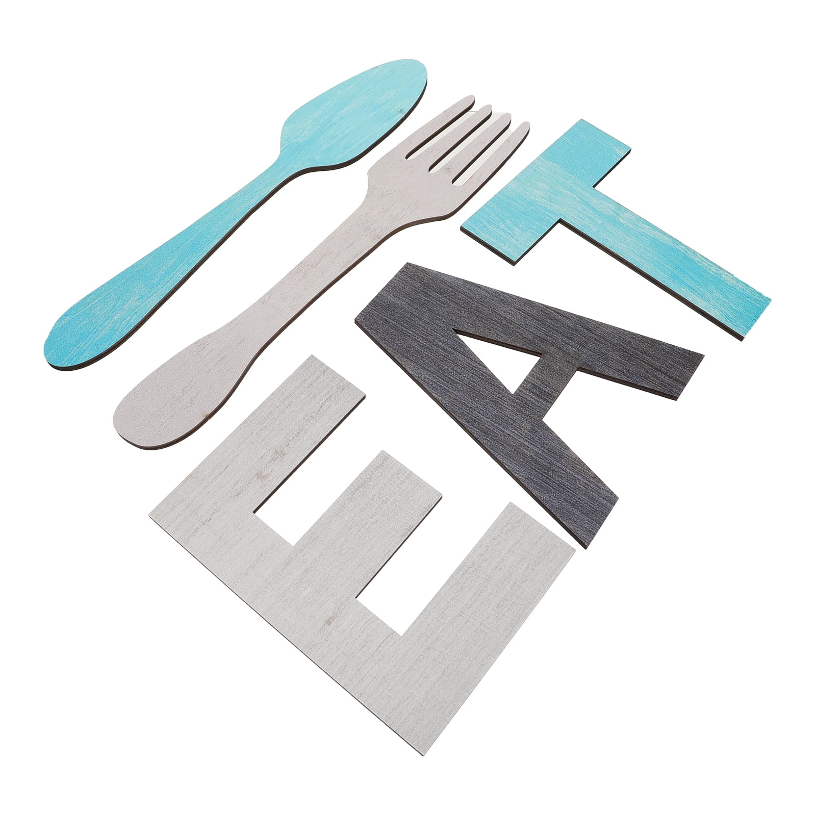 5 Pcs Eat Sign Decals Decor Blue Decoration of The Lid Vintage ...