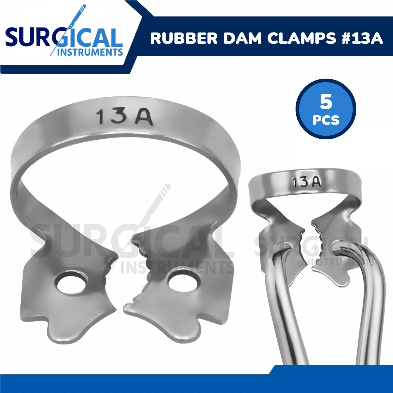 5 Pcs Endodontic Rubber Dam Clamps #13A Stainless Steel German Grade ...