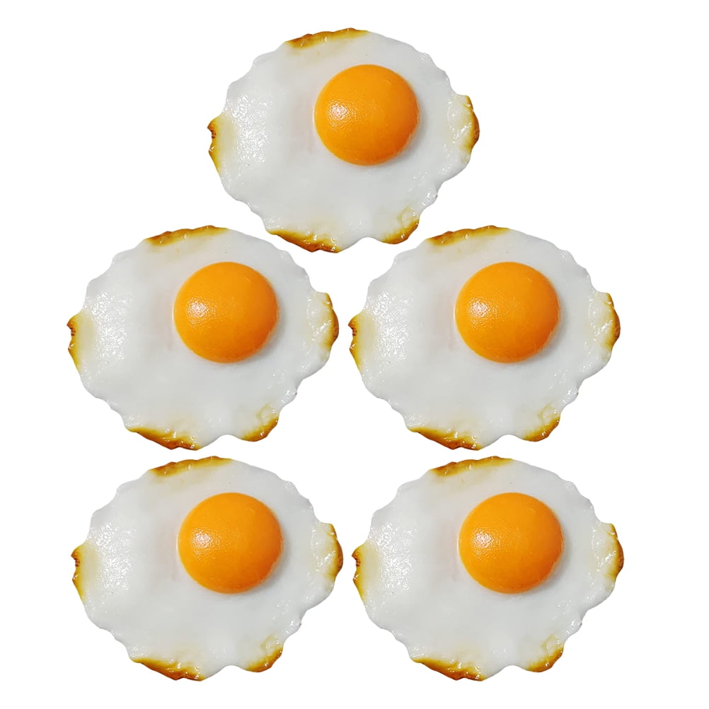 5 Realistic Fake Fried Egg Models for Decor Made from PVC Multi Colored ...