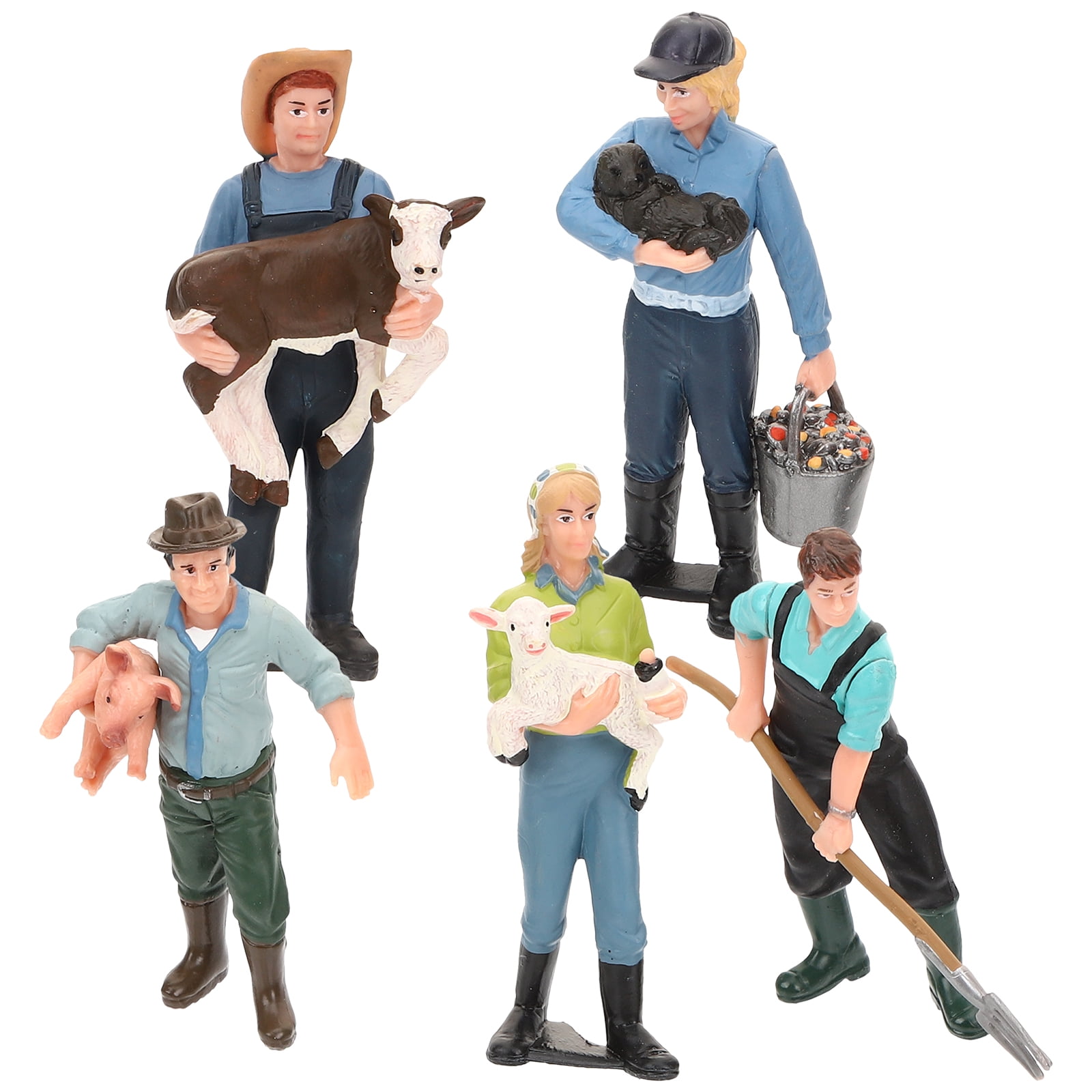 5 Pcs Farmer Figure Simulation Farm Ranch Miniature Figure Man Child 9 ...