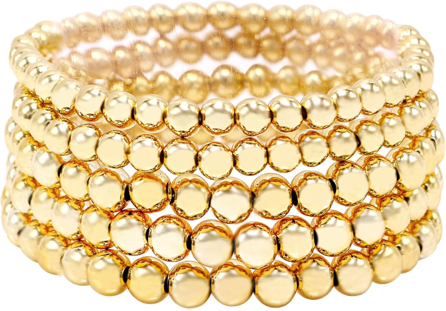 5 Pcs Faux Pearl Bracelet Set For Women Beaded Stretch Strand Bracelets ...