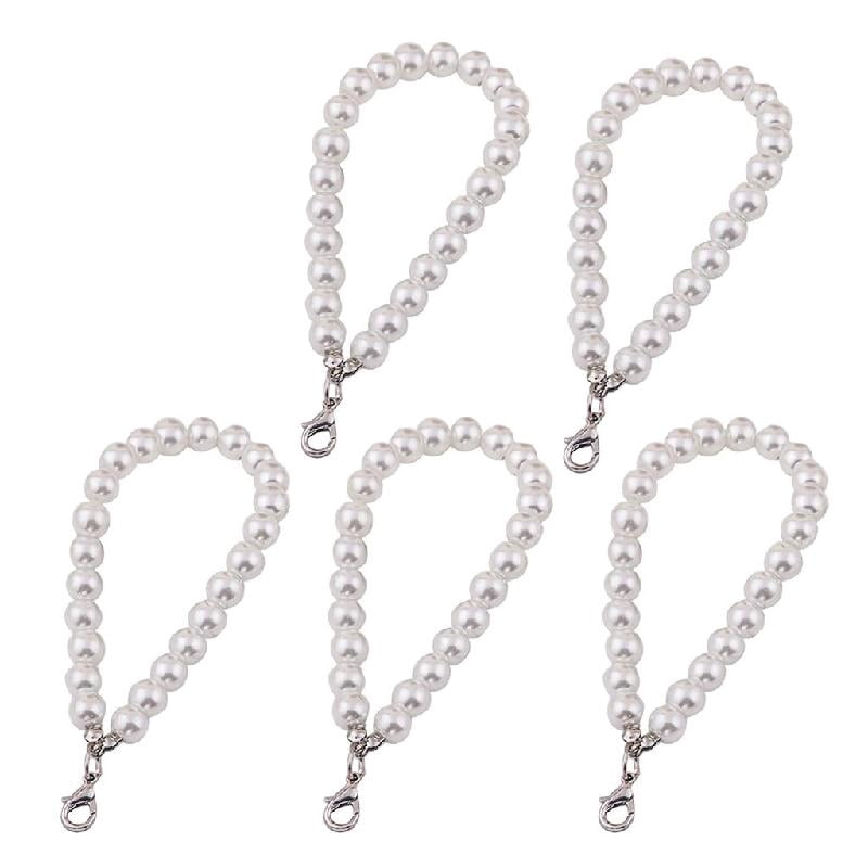 5 Pcs Faux Pearl Wristlet Chain Strap Keychain Fashionable Hand Wrist ...