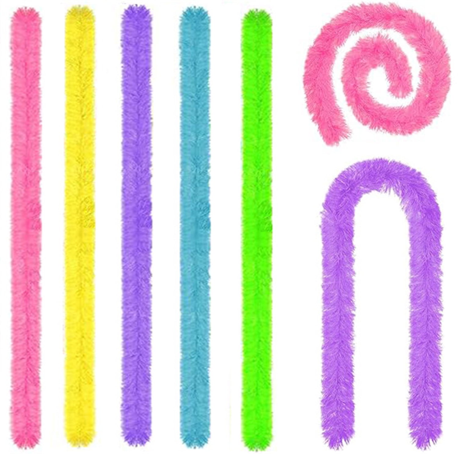 5 Pcs Feather Boas,Bexikou Colorful Fluffy Artificial Boas for Crafts ...