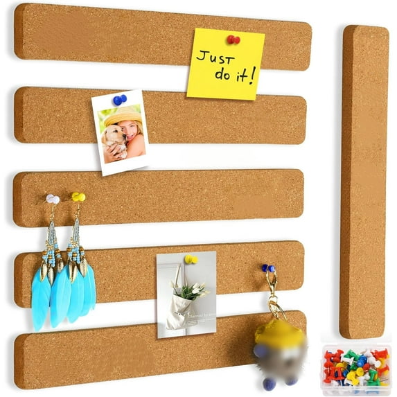 5 Pcs Felt Pin Board Bar, 13"x2" Bulletin Board Strips with 35 Push ...