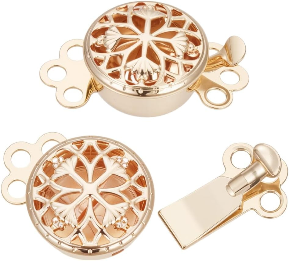 5 Pcs Filigree Flower Box Clasps 14K Gold Plated Necklace Clasp Alloy ...