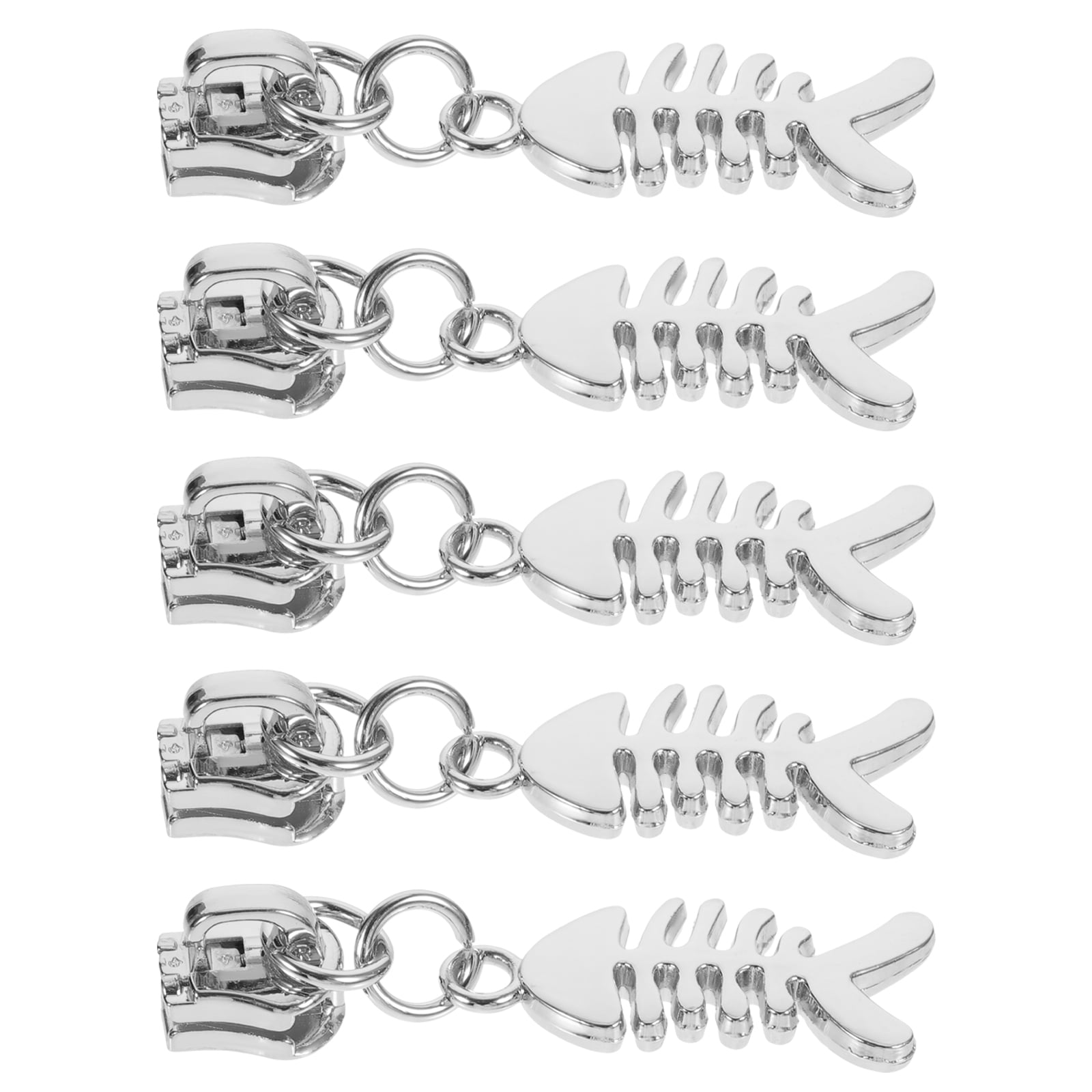 5 Pcs Fish Bone Shape Bag Zipper Sliders Metal Clothing Backpack Zipper ...