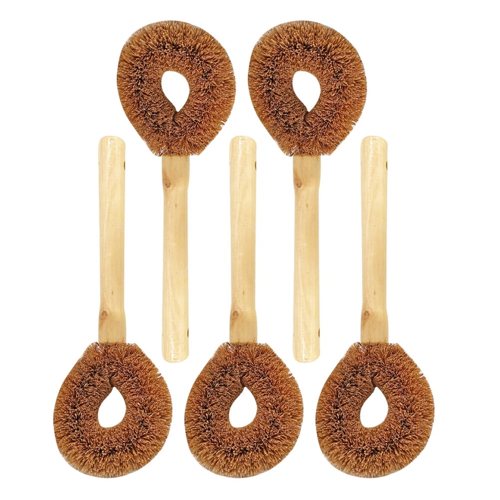 5 Pcs Flat Bottom Wok Cleaning Scrubber Long Handle Brush Skillet ...