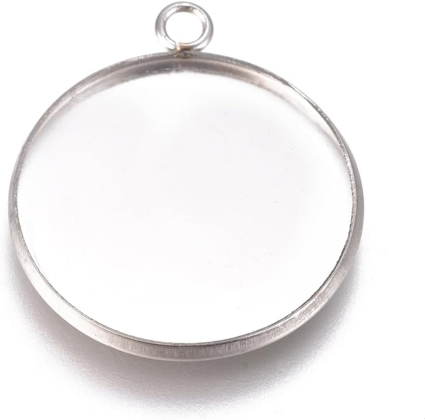 5 Pcs Flat Round Pendant Cabochon Settings Resistant 304 Stainless ...