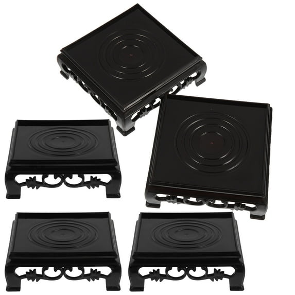 5 Pcs Flower Pot Tray Display Shelf Plant Riser Rack Wooden Plastic ...