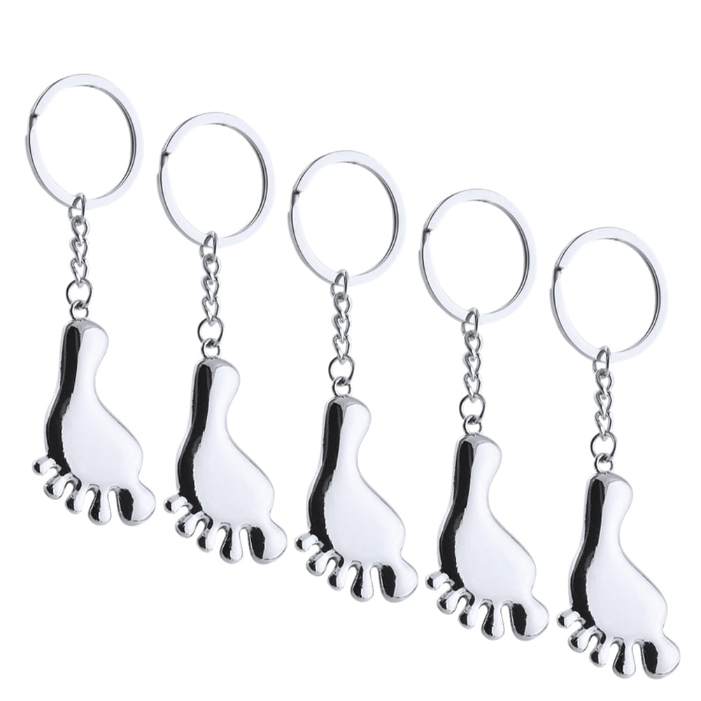 5 Pcs Foot Key Ring Little Feet Keychain 10.90X3.20X1.00CM Silver ...