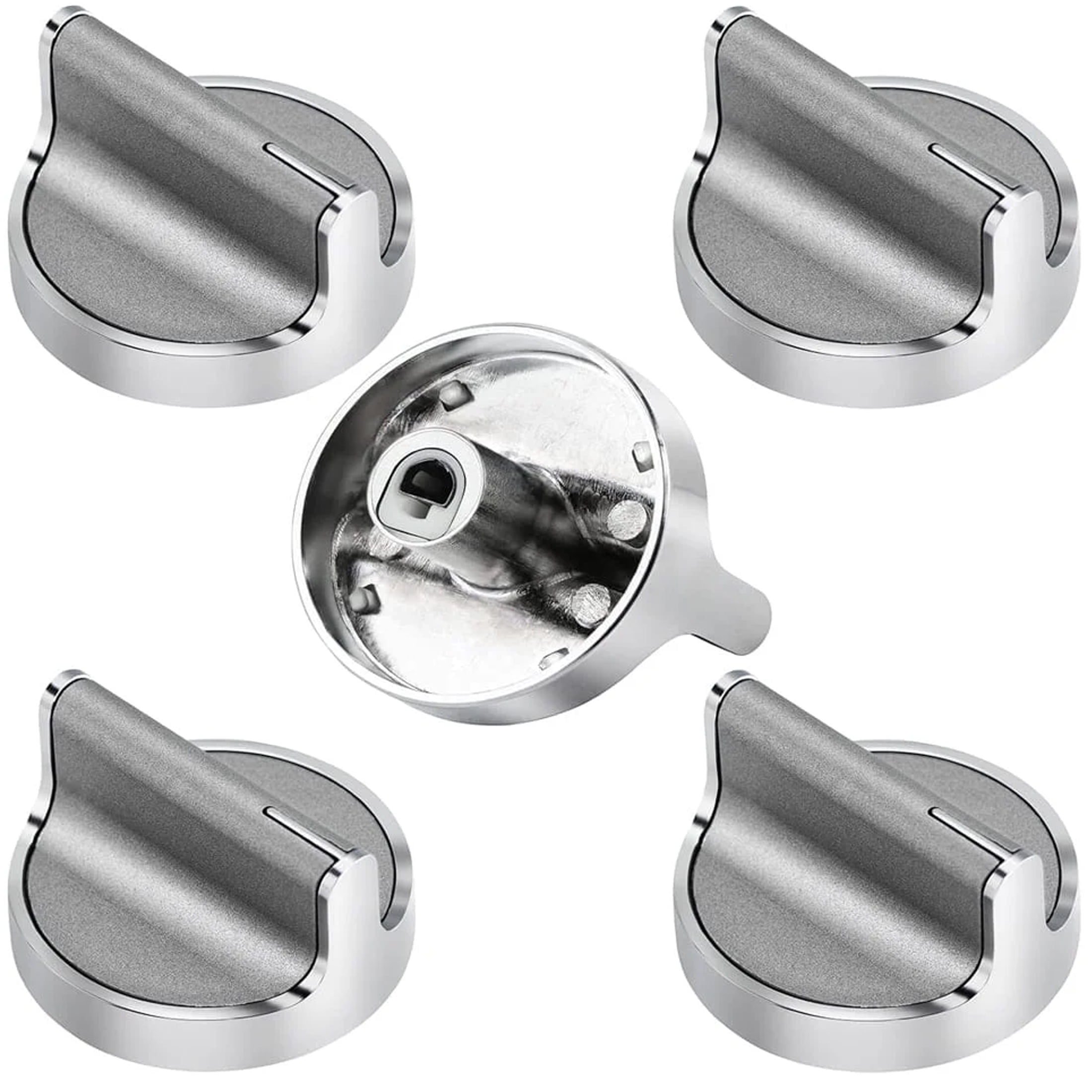 5 Pcs Gas Range Stove Control Knobs W10594481 Stainless Steel for Whirlpool Gas Cooktop Range ...