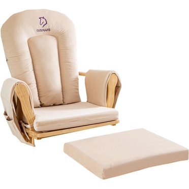 Baby Relax Huntington Nursery Glider & Ottoman, Natural Wood with Ivory ...