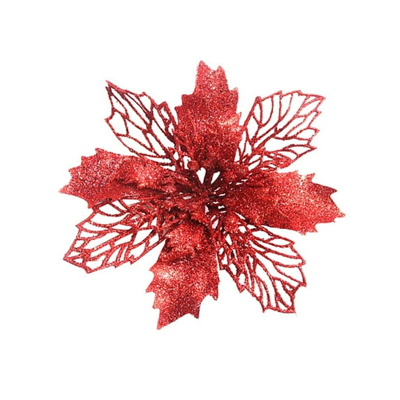 5 Pcs Glitter Poinsettia Flowers, Poinsettia Artificial Flower ...