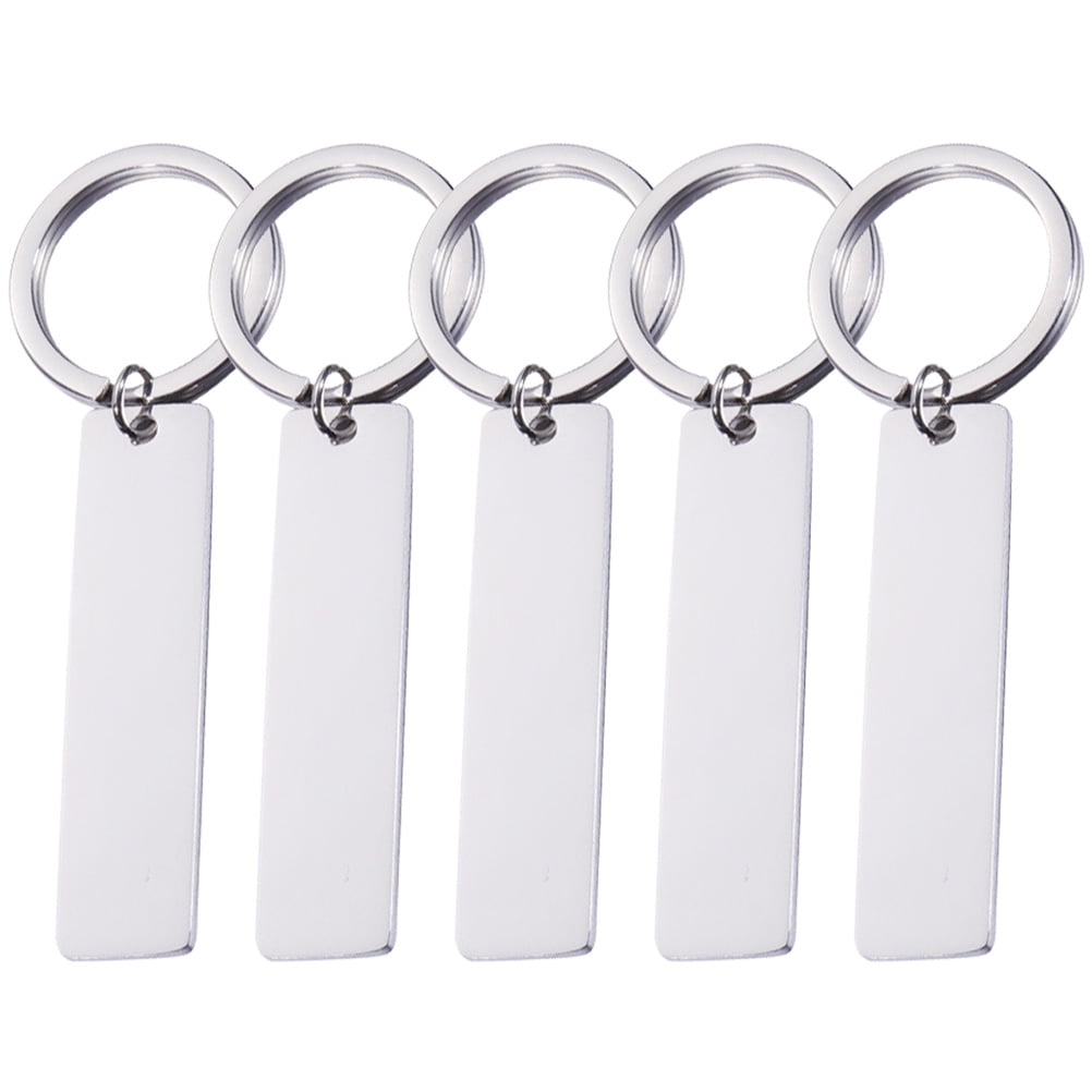 5 Pcs Glossy Strip Hangtag Key Rings DIY Key Tags DIY Lettering Key ...