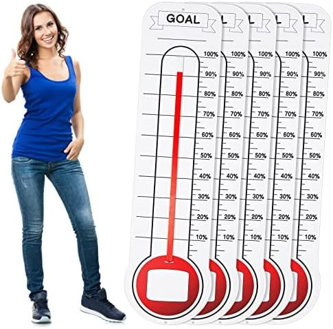 5 Pcs Goal Chart Fundraising Thermometer Goal Setter Board Goal Tracker ...
