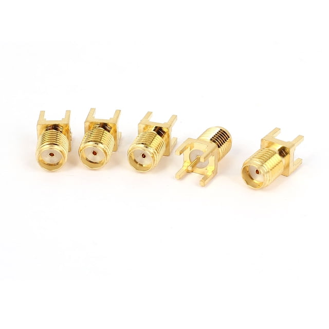 5 Pcs Gold Tone SMA Female Jack Solder PCB Clip Edge Mount RF Adapter ...