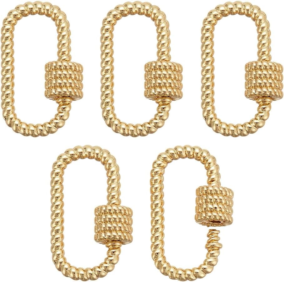 5 Pcs Golden Lock Charms 1.08x0.65x0.12 Inch Keychain Connector Oval ...