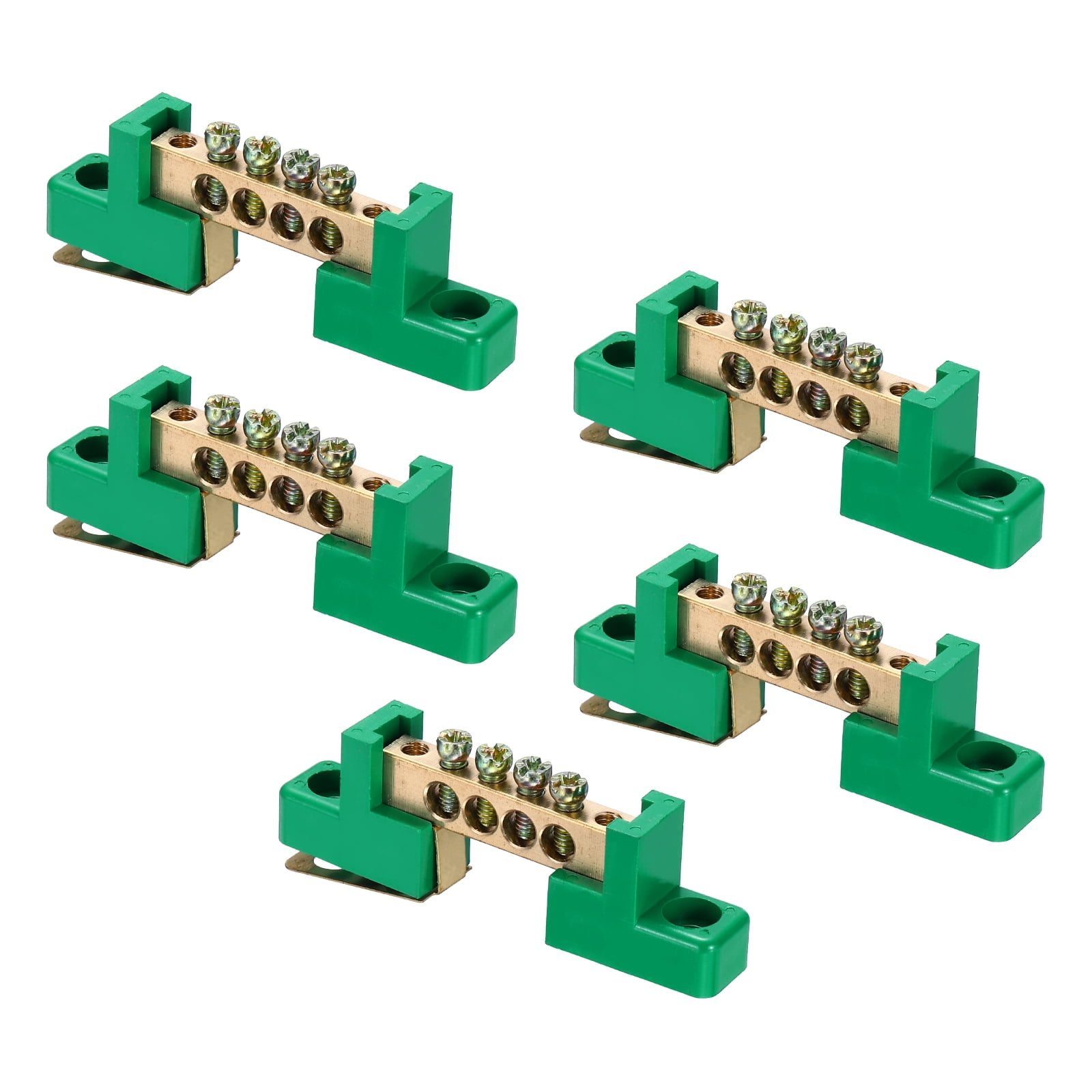 5 Pcs Ground Bus Bar Brass Terminal Grounding Bar 4 Positions Grounding ...