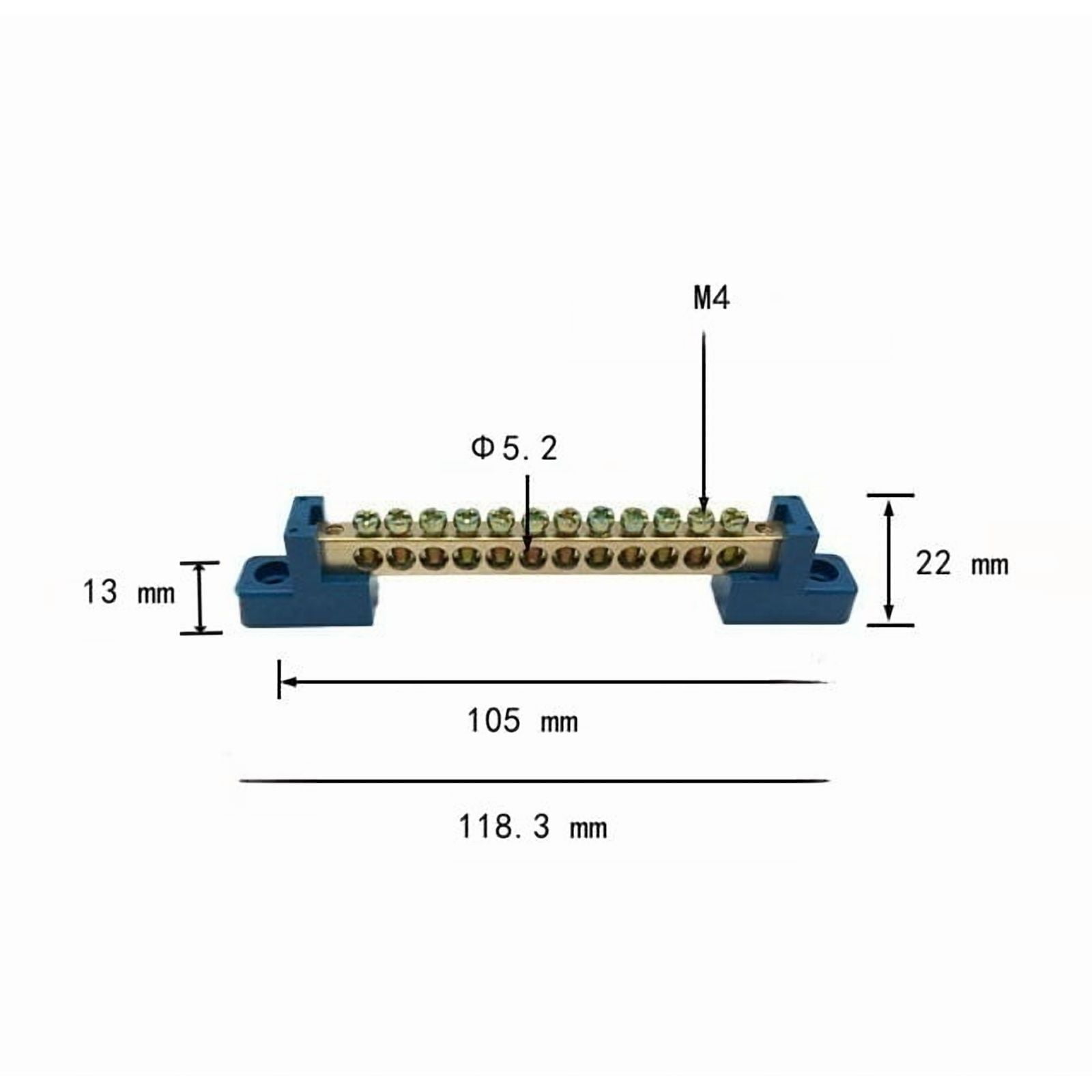 5 Pcs Grounding and neutral connection copper bus bars (sizes 4/6/8/10 ...
