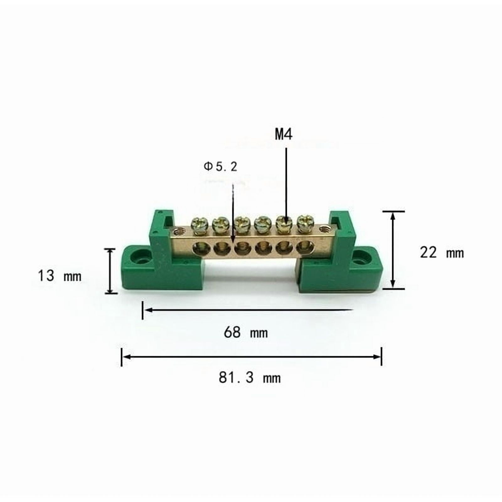 5 Pcs Grounding and neutral connection copper bus bars (sizes 4/6/8/10 ...