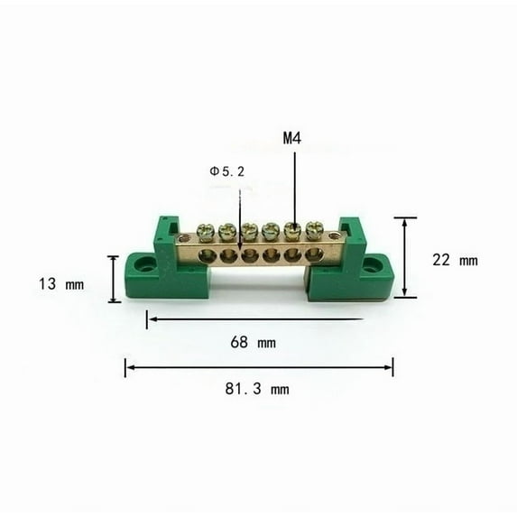 5 Pcs Grounding and neutral connection copper bus bars (sizes 4/6/8/10 ...