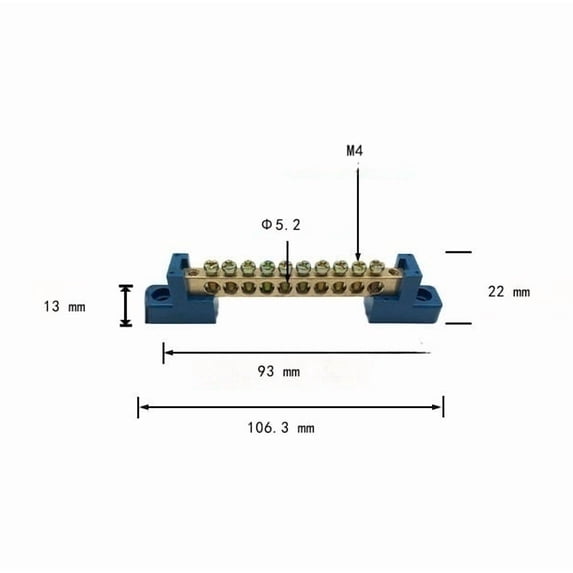 5 Pcs Grounding and neutral connection copper bus bars (sizes 4/6/8/10 ...