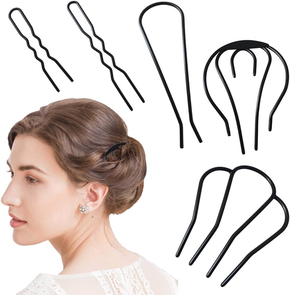 5 Pcs Hair Fork Clip Metal Hair Side Combs Bun Updo Hair Sticks French ...