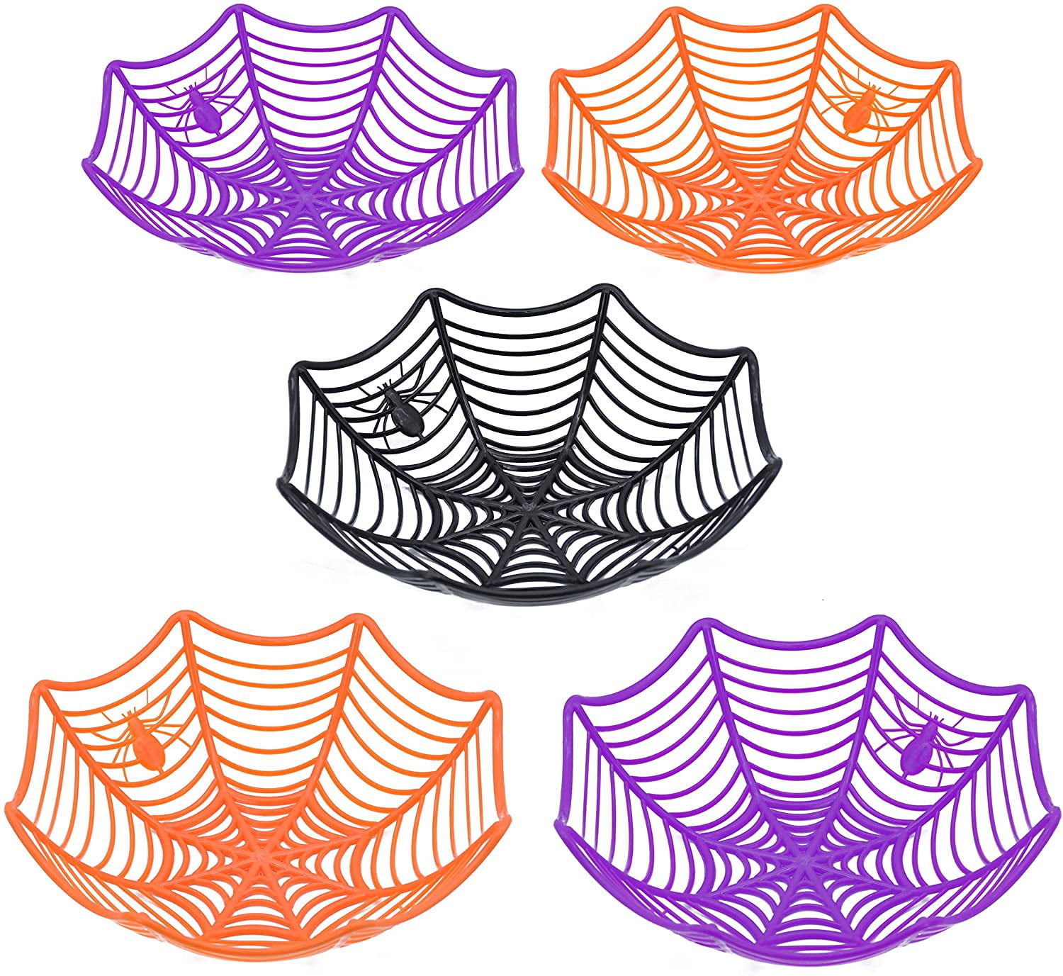 5 Pcs Halloween Candy Bowl Spider Web Trick or Treat Dish Decorations ...