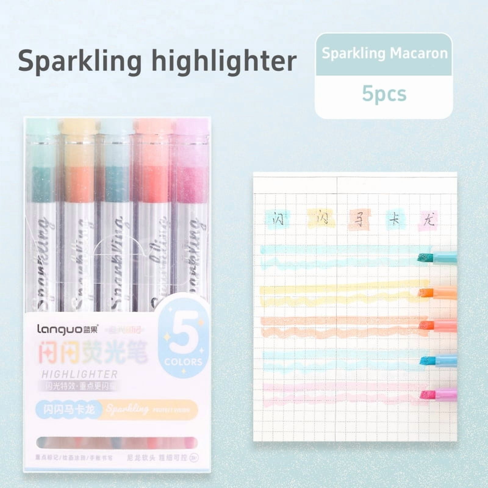 5 Pcs Highlighters Assorted Colors, Cute Pastel Highlighter Set, Dry ...