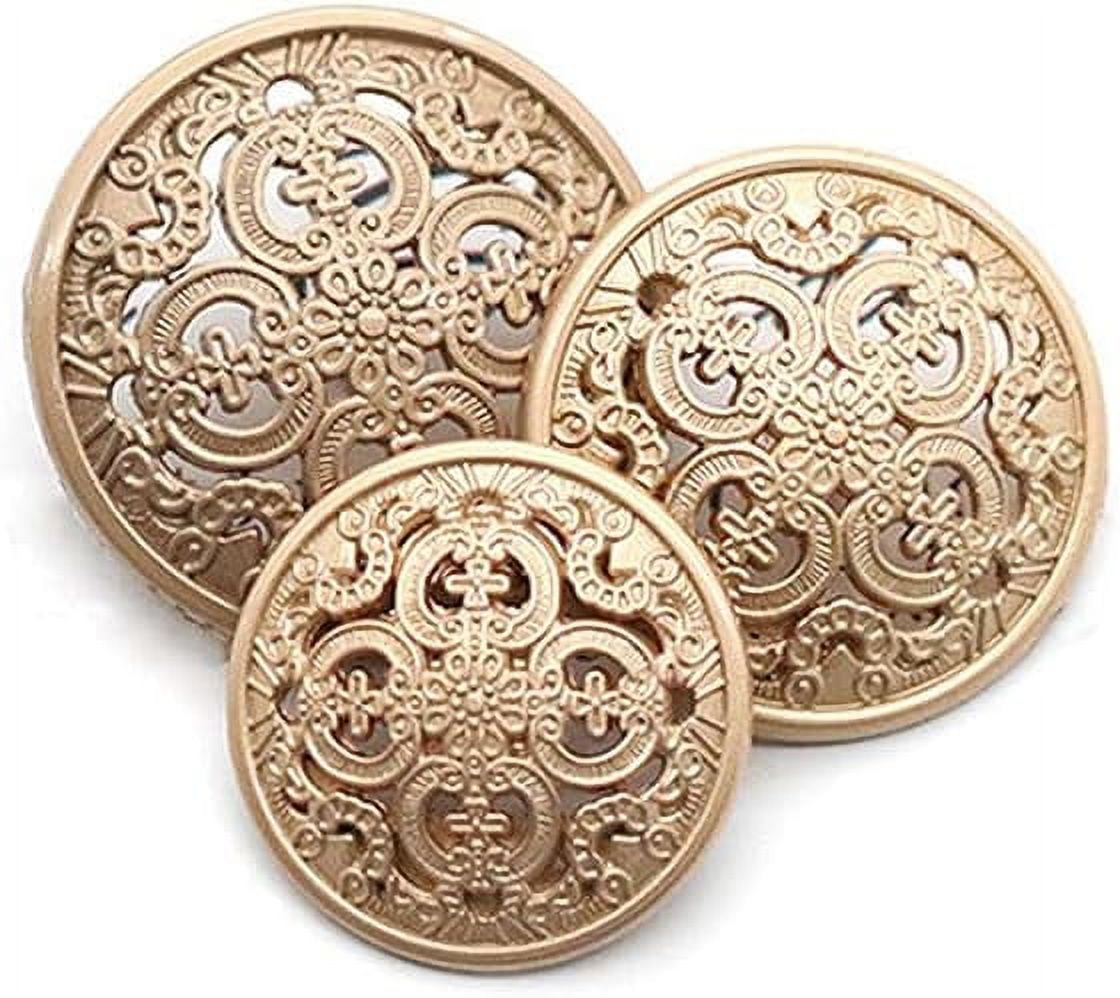 5 Pcs Hollow Metal Button Black Sliver Gold Buttons Round Decorative ...