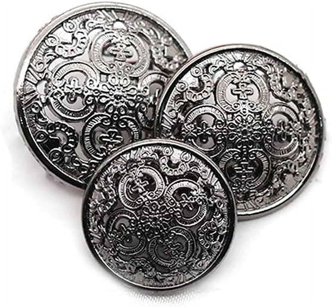 5 Pcs Hollow Metal Button Black Sliver Gold Buttons Round Decorative ...