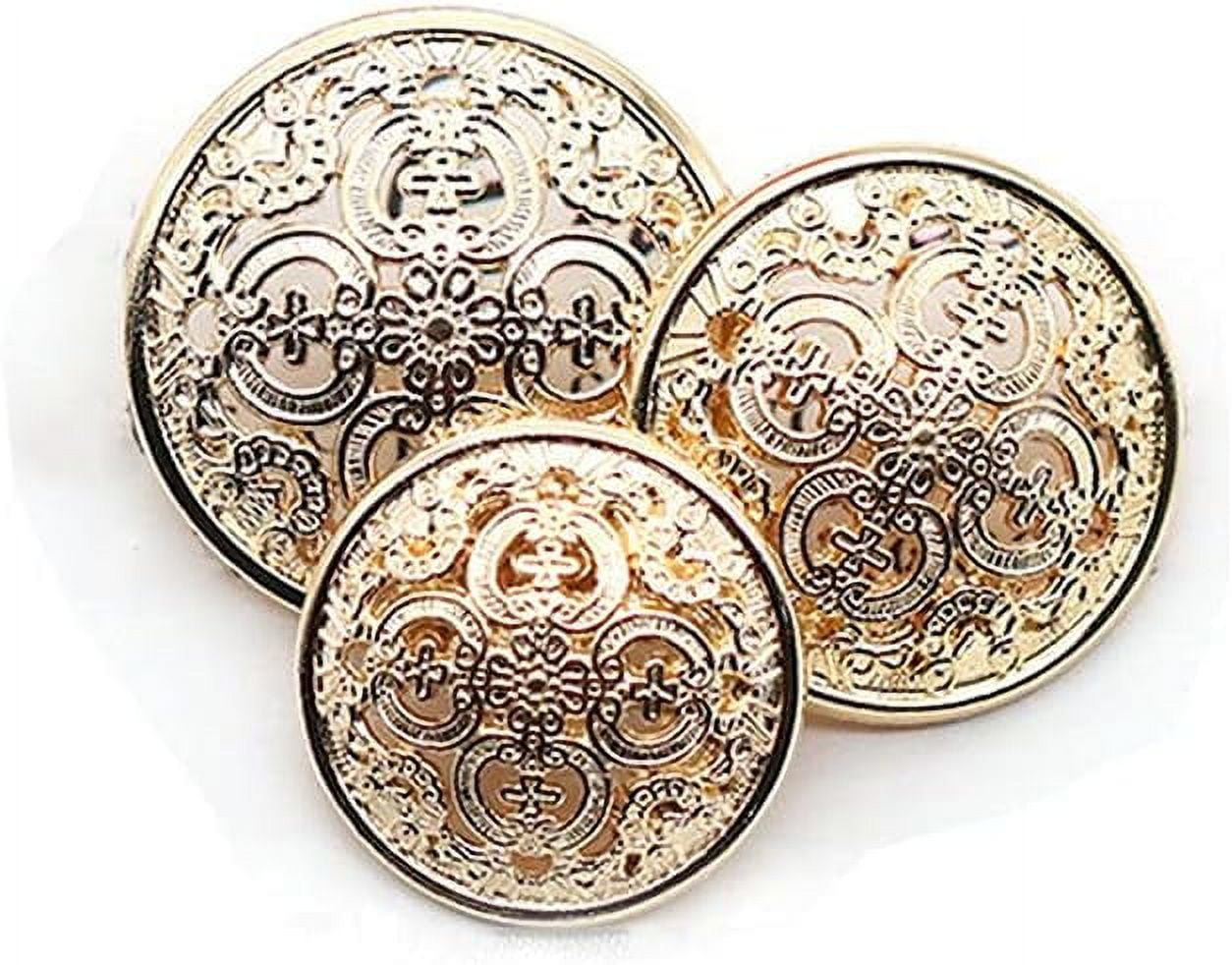 5 Pcs Hollow Metal Button Black Sliver Gold Buttons Round Decorative ...