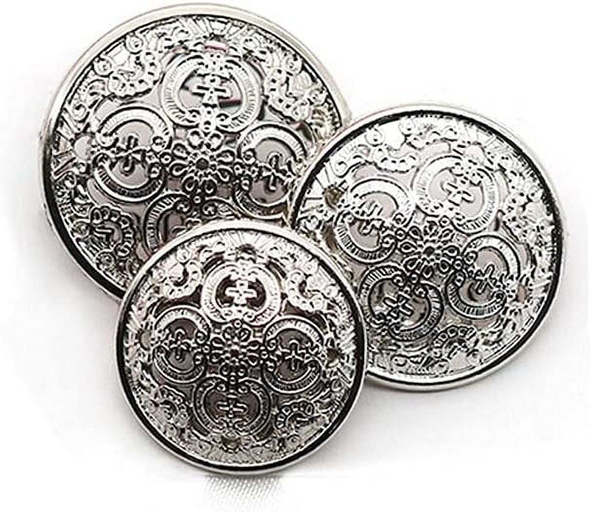 5 Pcs Hollow Metal Button Black Sliver Gold Buttons Round Decorative ...