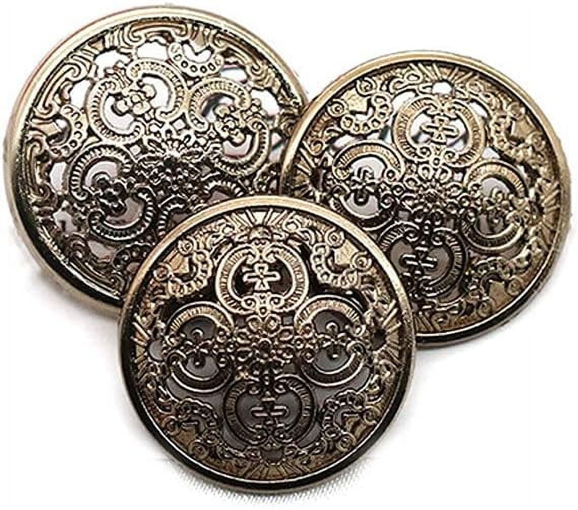 5 Pcs Hollow Metal Button Black Sliver Gold Buttons Round Decorative ...