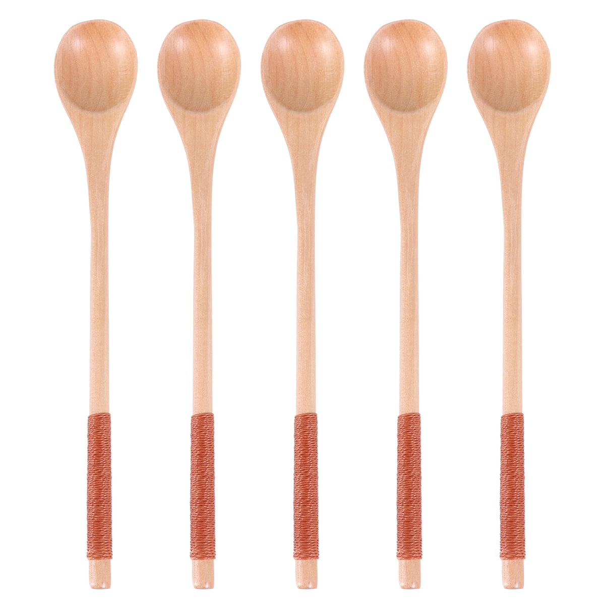 5 Pcs Honey Stirring Spoon Mini Dining Spoons Wooden Flatware Long ...