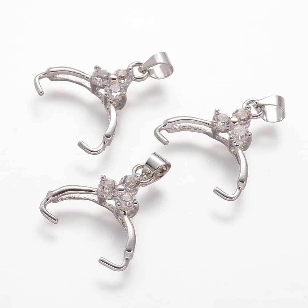 5 Pcs Ice Pick Pinch Bails Rack Plating Brass Hook Pendant Clasps Pinch ...