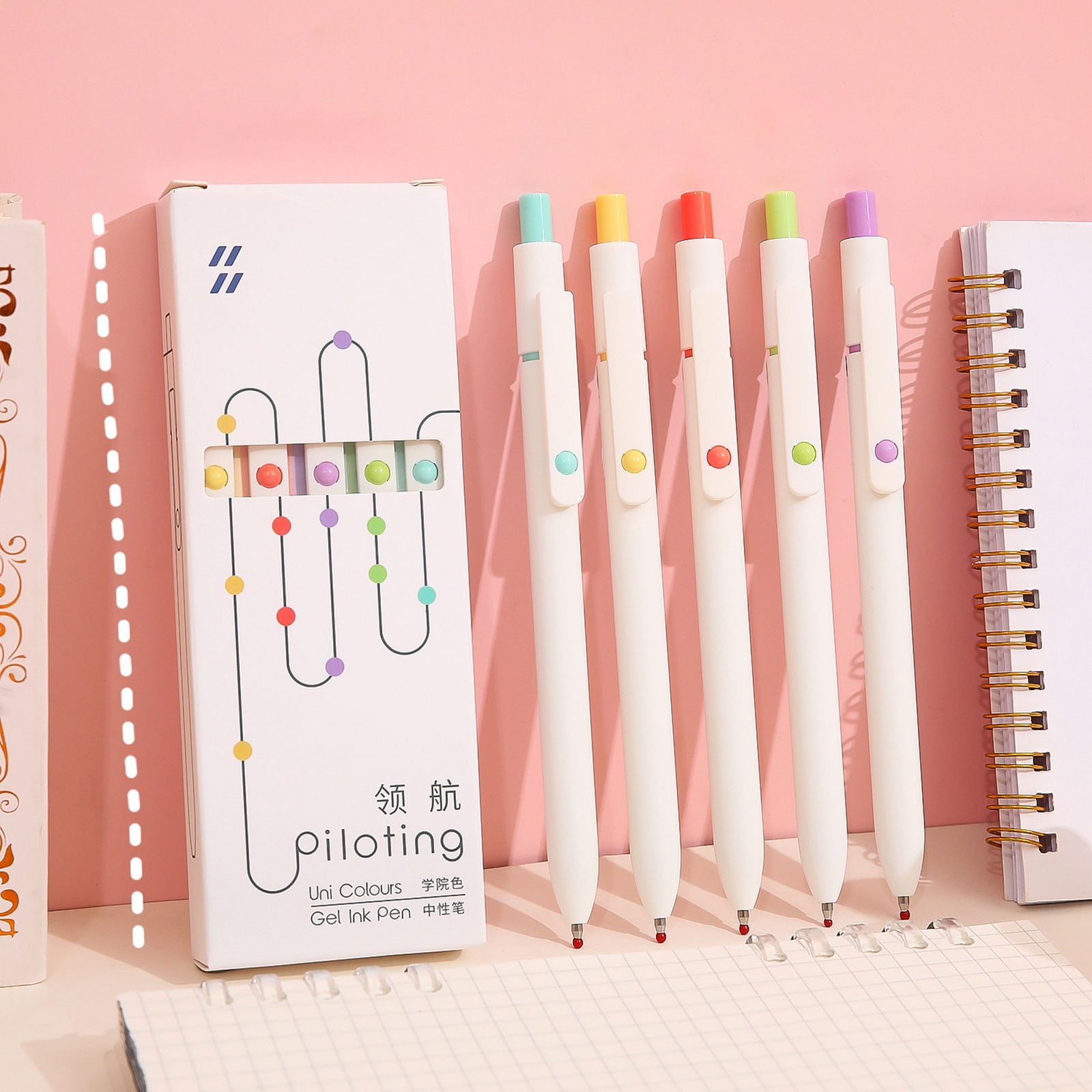 5 Pcs Ink Gel Pens,Fine Point 0.5mm Cute Pens,Gradual Barrel Comfort ...