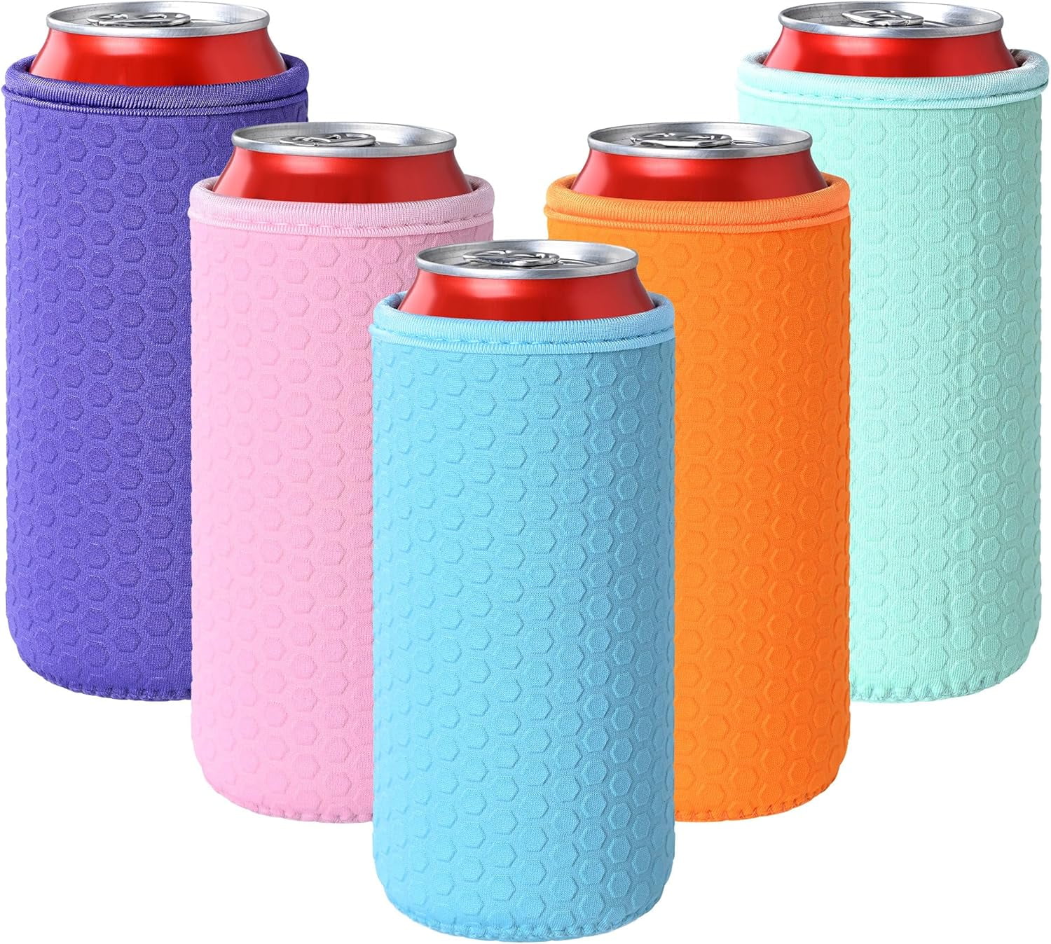 5 Pcs Insulated 12oz Can Sleeve, Reusable Can Cooler Sleeves, Non-slip ...