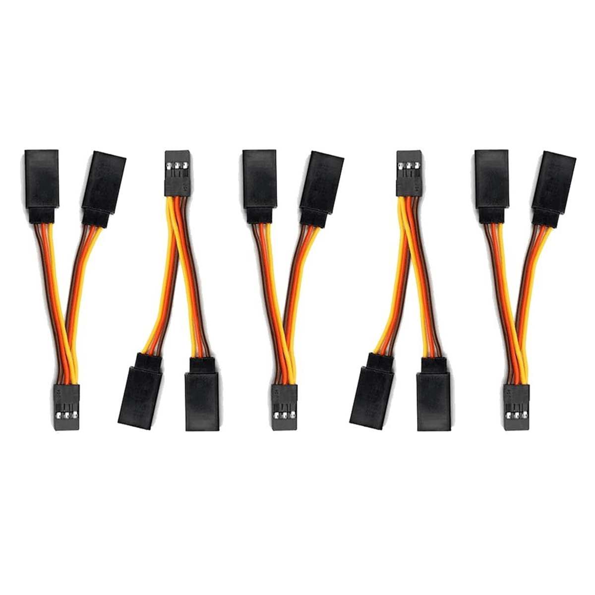 5 Pcs JR/Futaba Style Servo 1 To 2 Y Harness Leads Splitter Cable Male ...